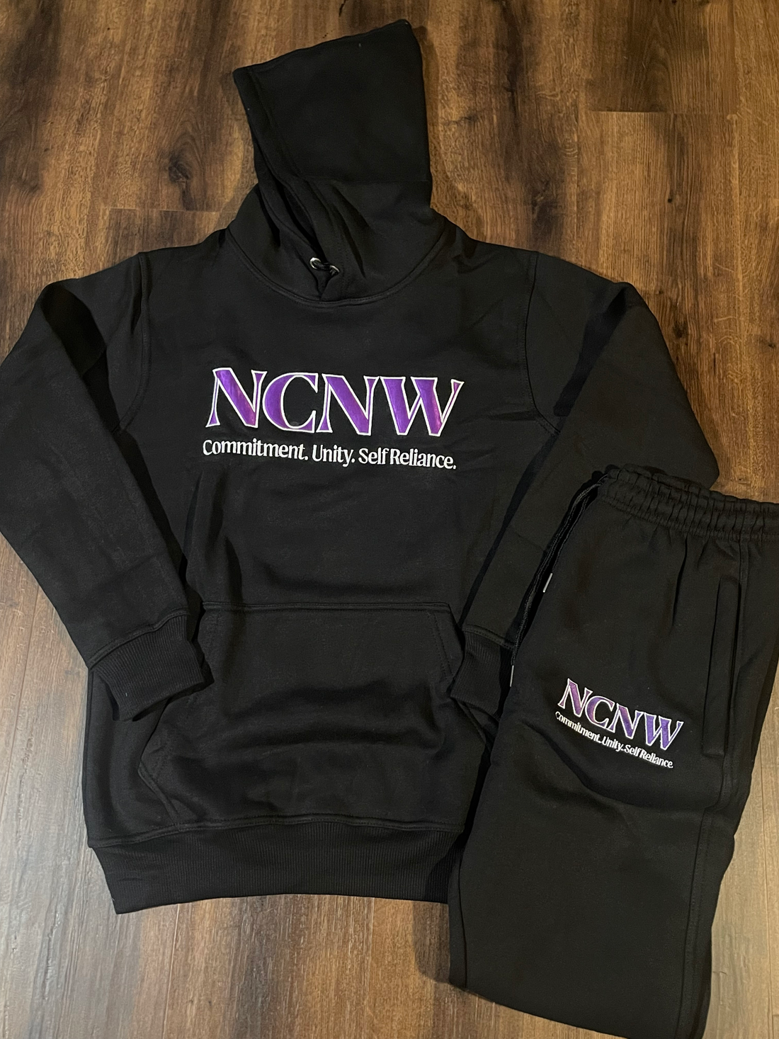 Embroidered NCNW National Logo Sweatsuit – Black Opulence Shop